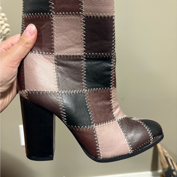 Shoes | Patchwork Leather Platform Boots | Poshmark